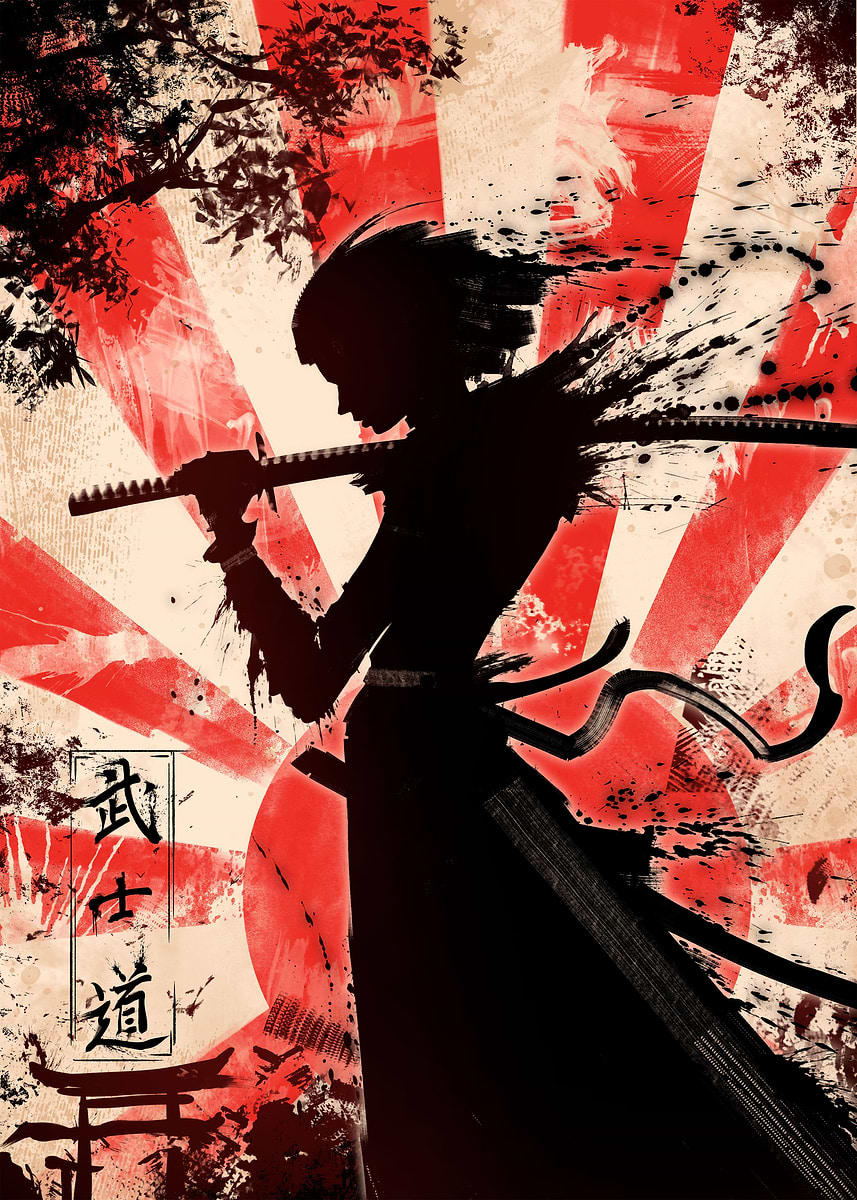 'Japanese Samurai Shadow' Poster, picture, metal print, paint by Green ...