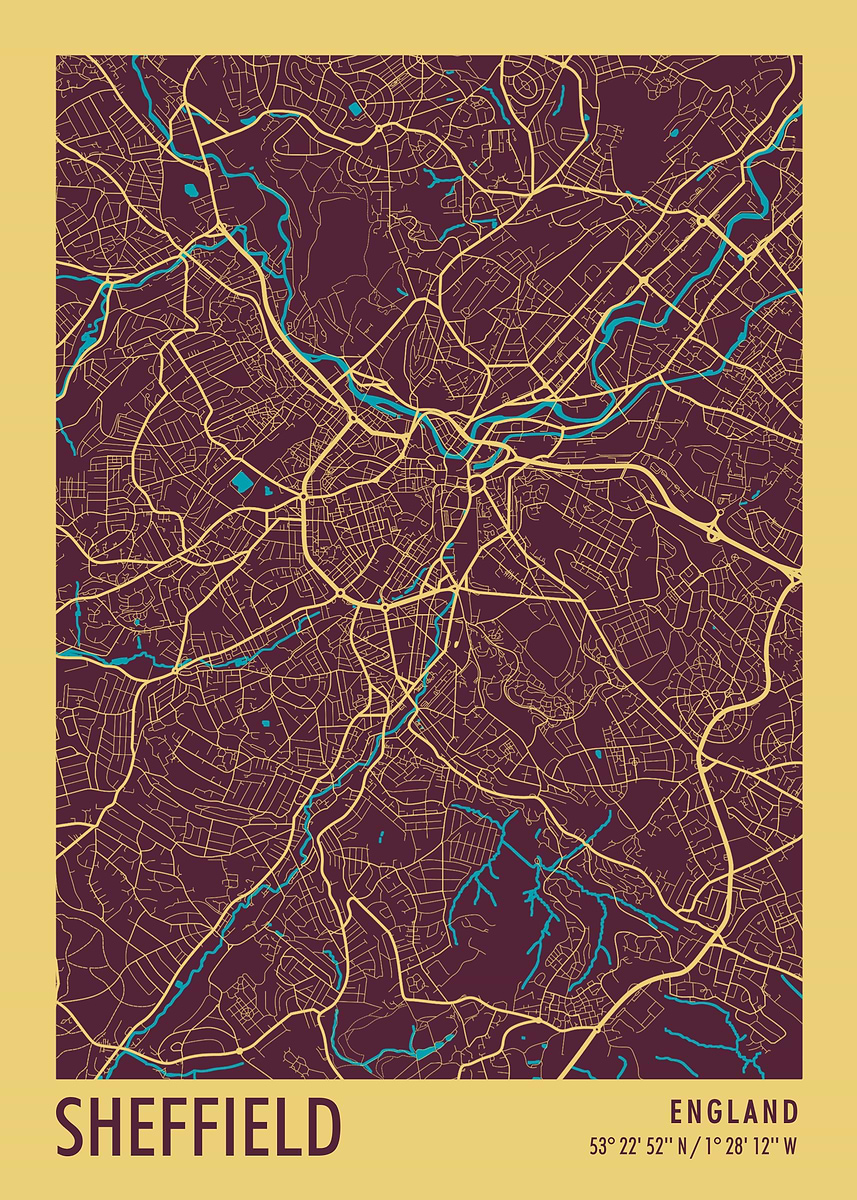 'Sheffield' Poster, picture, metal print, paint by Miracle Studio ...