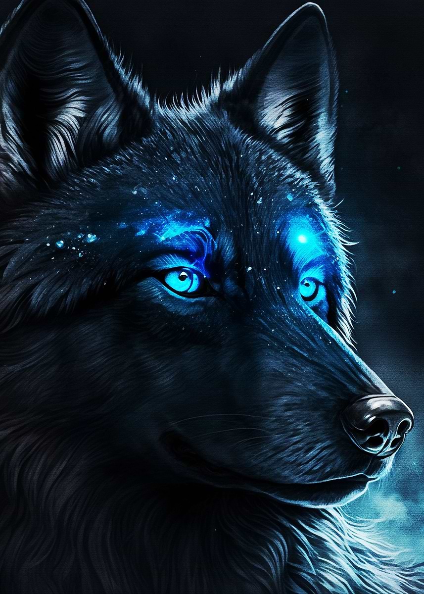 'Blue Eyed Wolf' Poster, picture, metal print, paint by Coffee Design ...