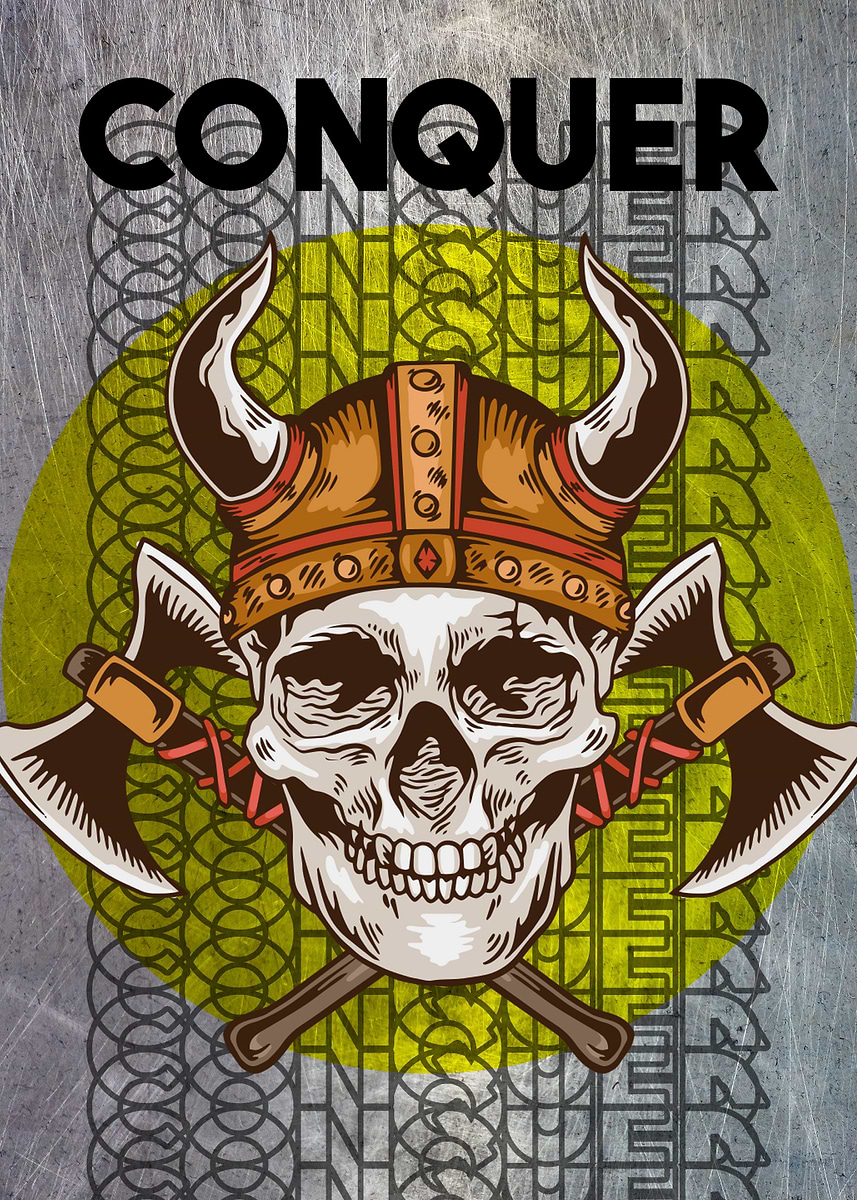 'VIKING SKULL CONQUER' Poster, picture, metal print, paint by Atomic ...