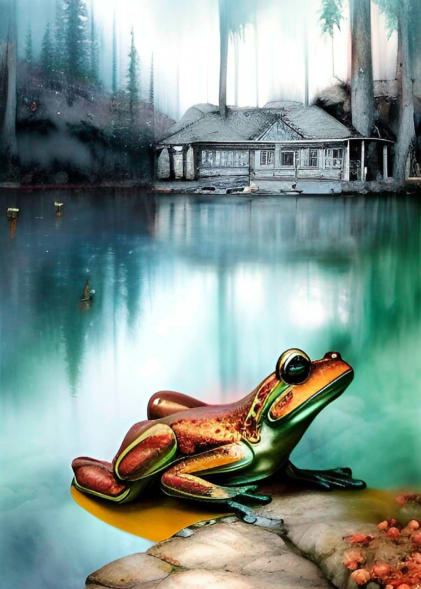 'Frog at Lake Nature' Poster, picture, metal print, paint by Max Ronn ...