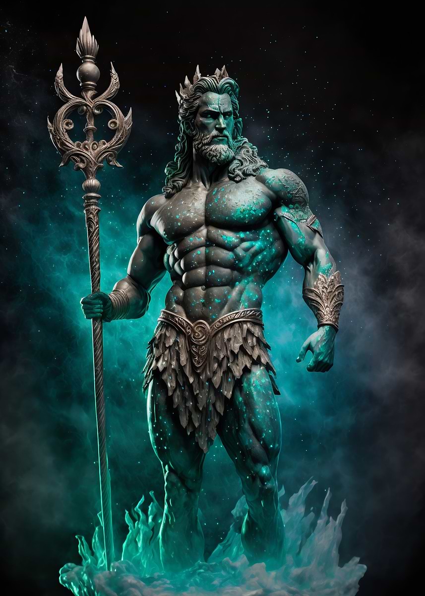 'Poseidon God of the Seas' Poster, picture, metal print, paint by ...