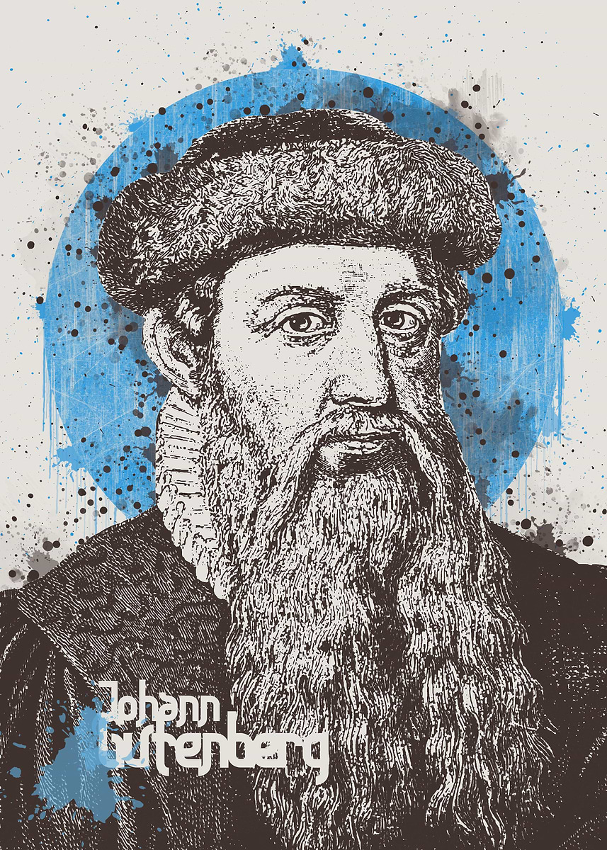 'Johann Gutenberg Machine' Poster, picture, metal print, paint by jaka ...