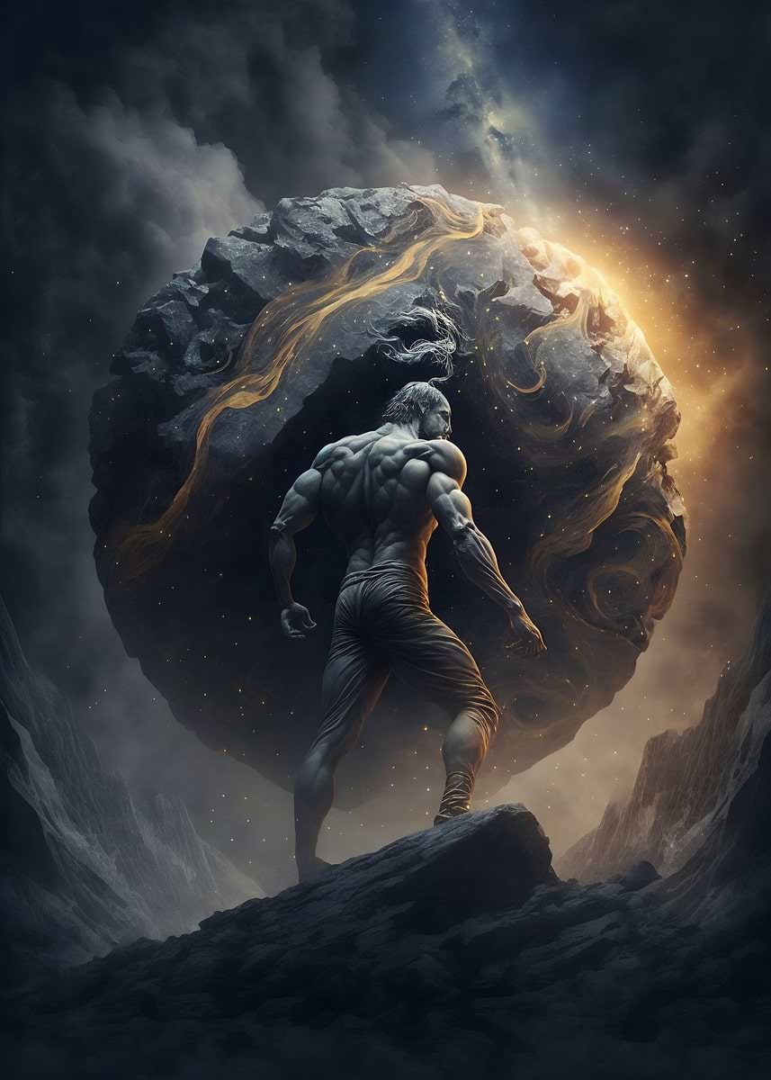 'Sisyphus Endless Work ' Poster, picture, metal print, paint by ...