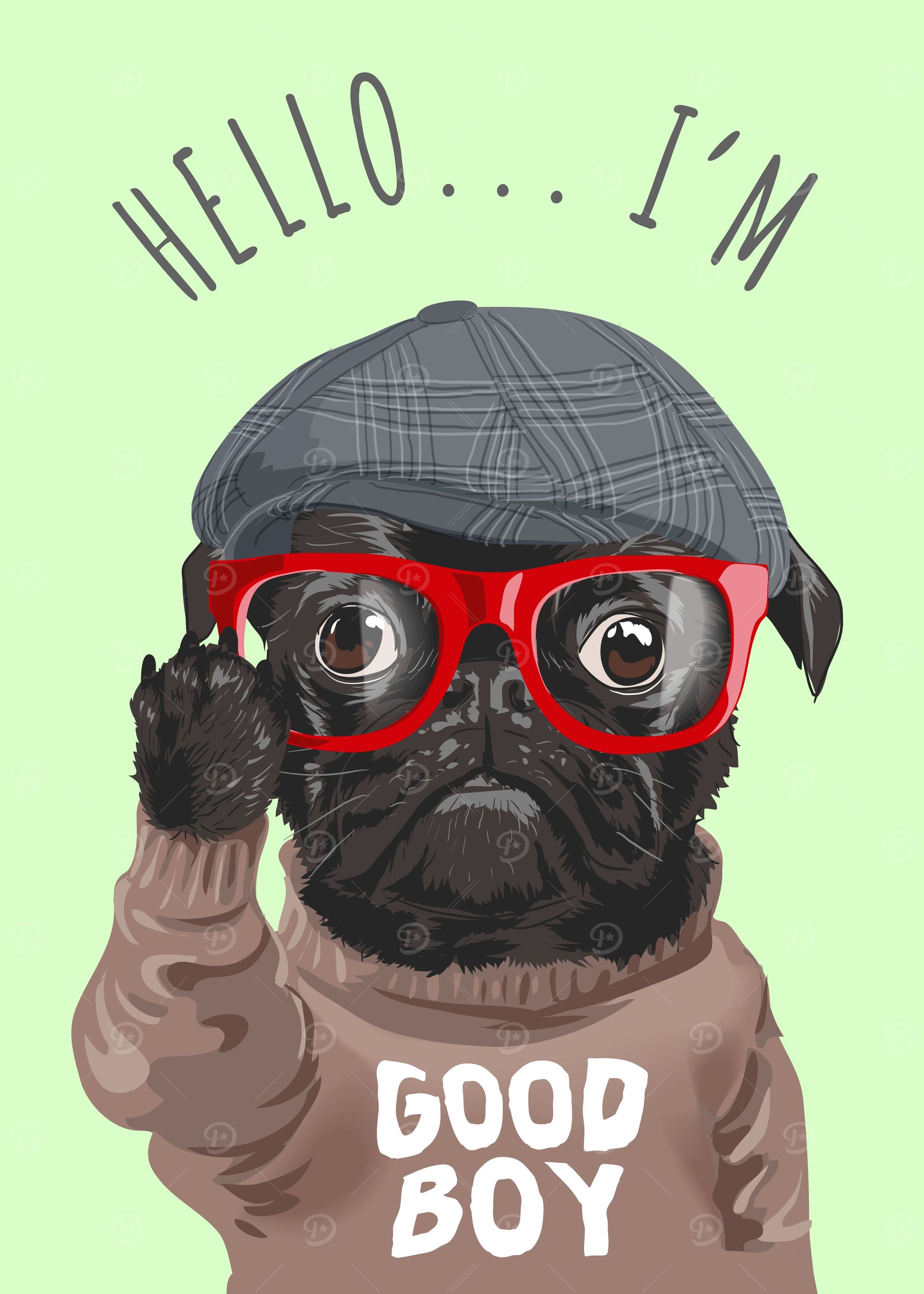 'im in Pug' Poster, picture, metal print, paint by Tom Cage | Displate