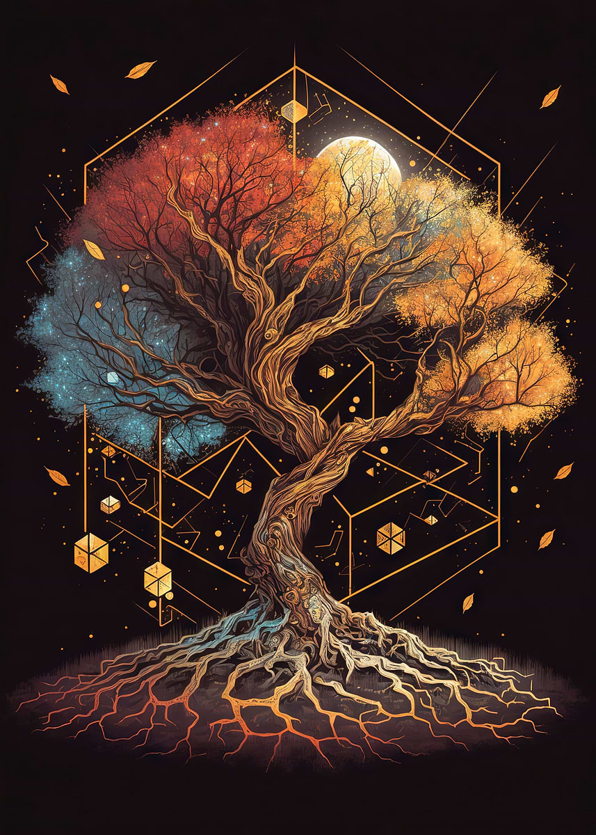 'Colorful World Tree' Poster, picture, metal print, paint by Stephen ...