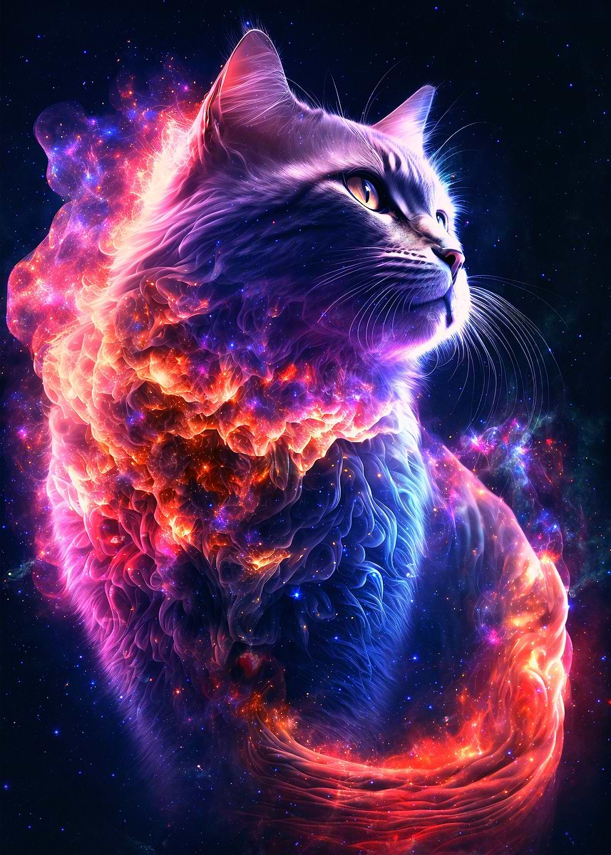 'Galaxy Cat' Poster, picture, metal print, paint by nogar007 | Displate
