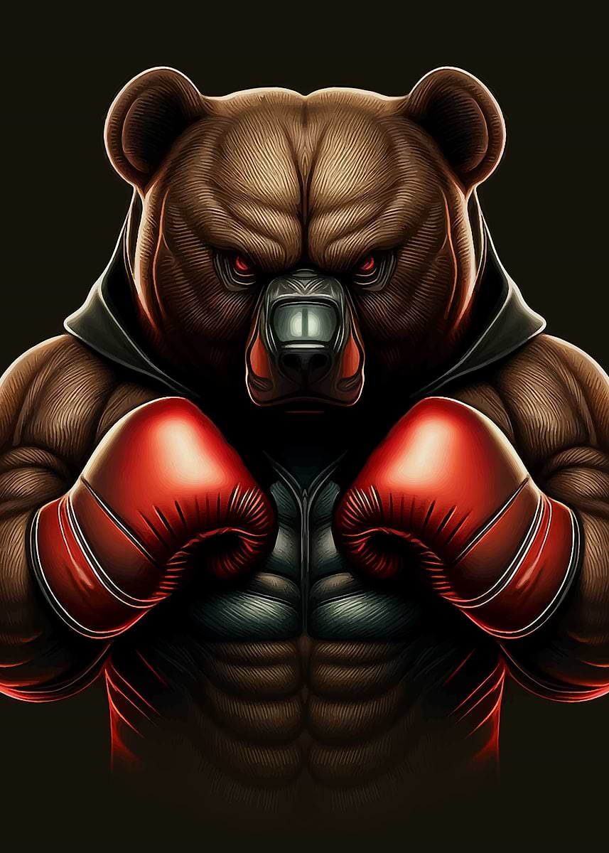 'Bear boxer animal portrait' Poster, picture, metal print, paint by ...