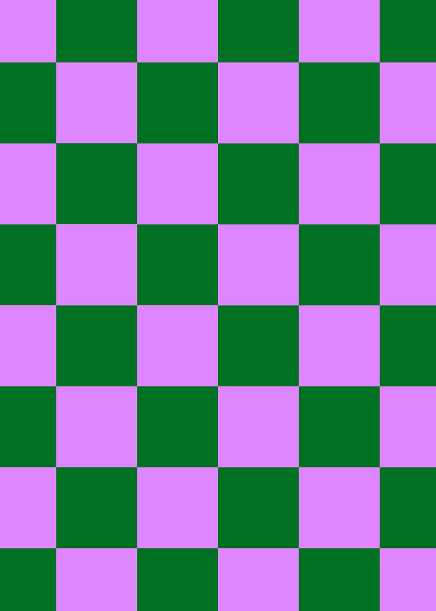 'Purple green checkboard' Poster, picture, metal print, paint by ...