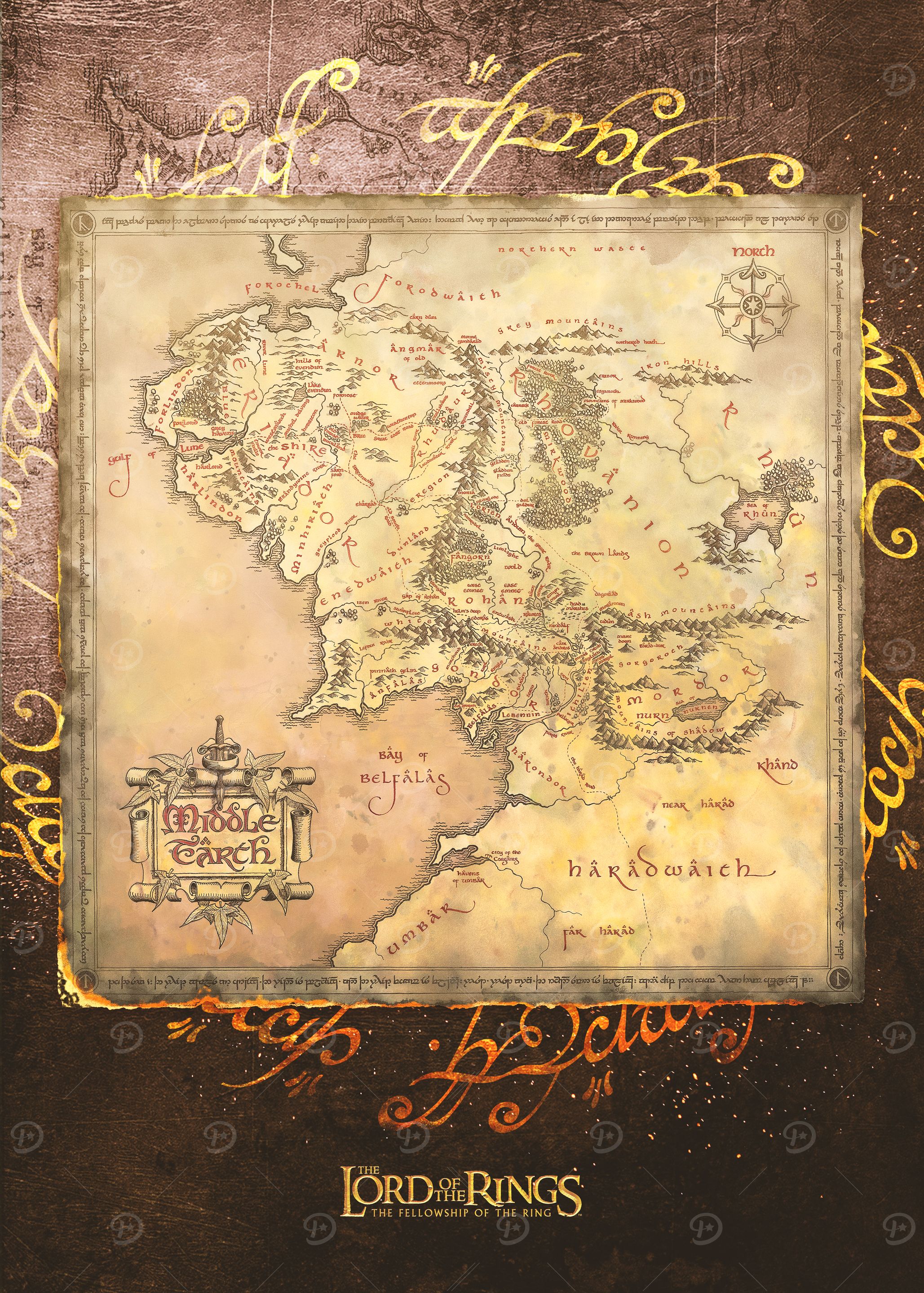 'LOTR Middle-Earth Map' Poster, picture, metal print, paint by Middle ...