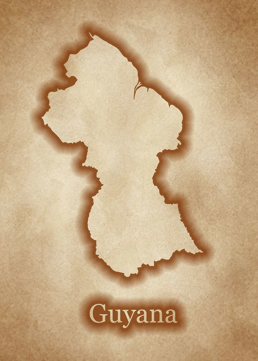'Guyana vintage map' Poster, picture, metal print, paint by The Volcano ...