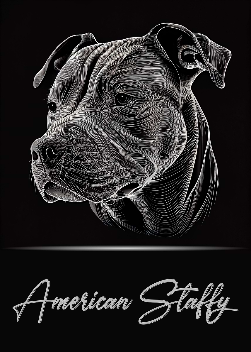 'American Staffy' Poster, picture, metal print, paint by Artistic ...