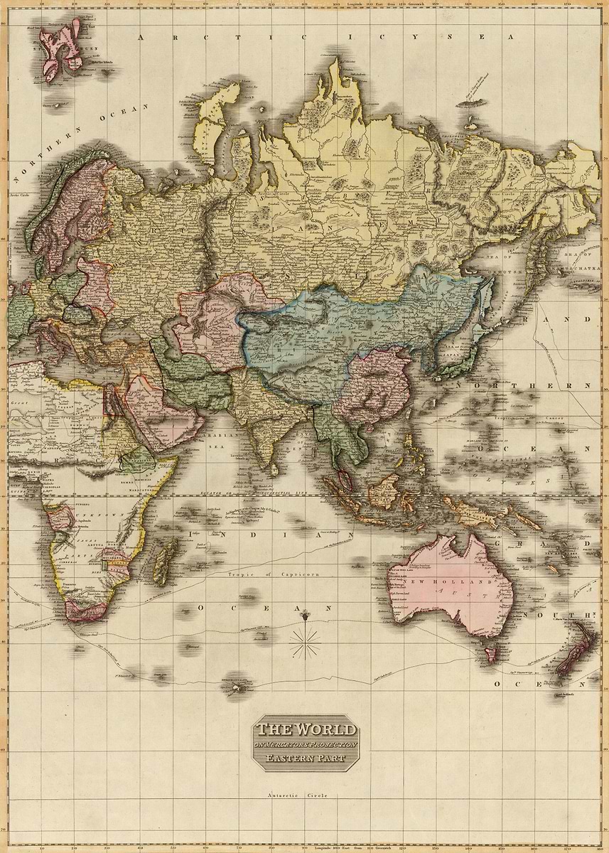 'World Map eastern part' Poster, picture, metal print, paint by Sam Kal ...