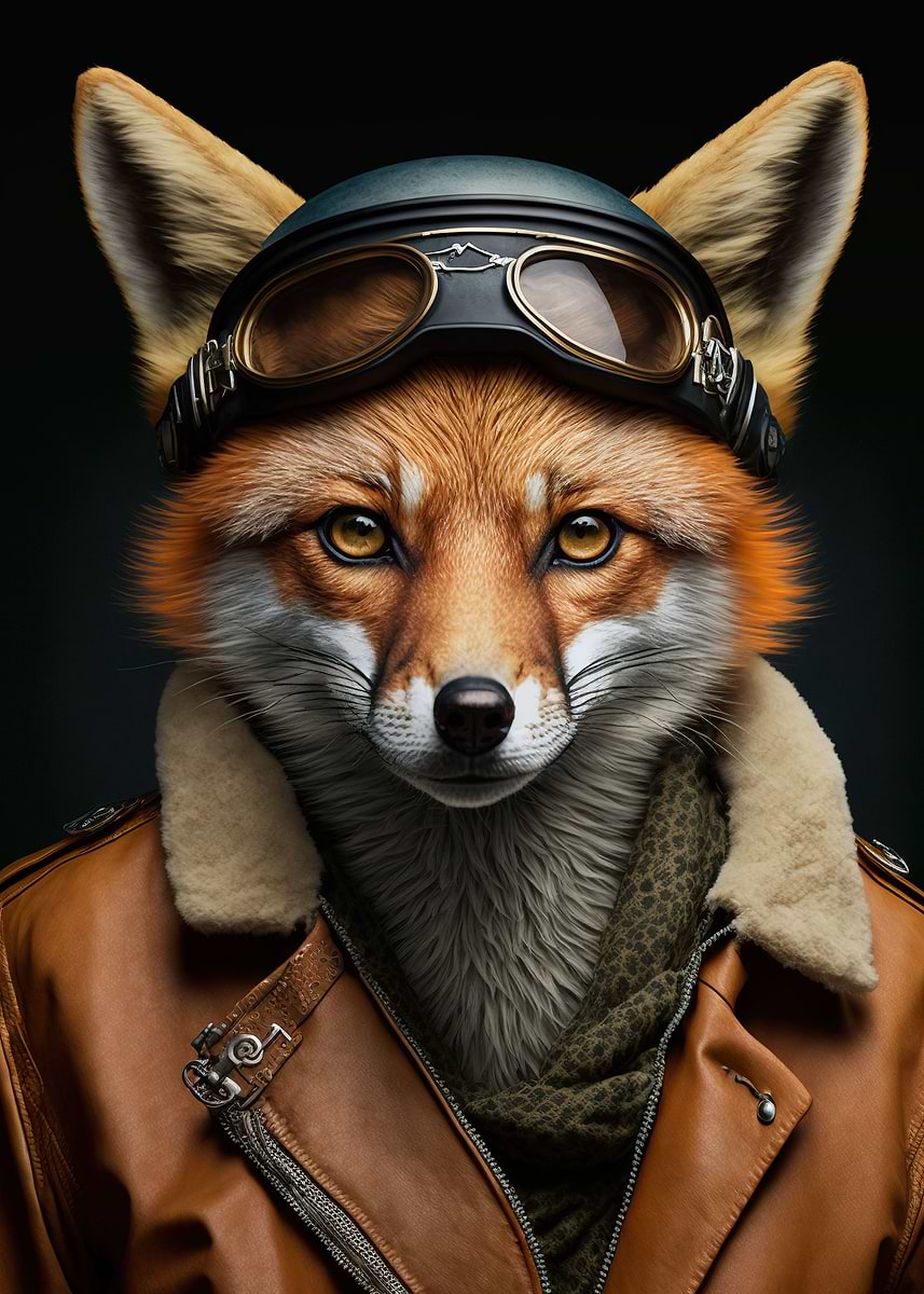 'Biker Fox' Poster, picture, metal print, paint by Beneveri | Displate