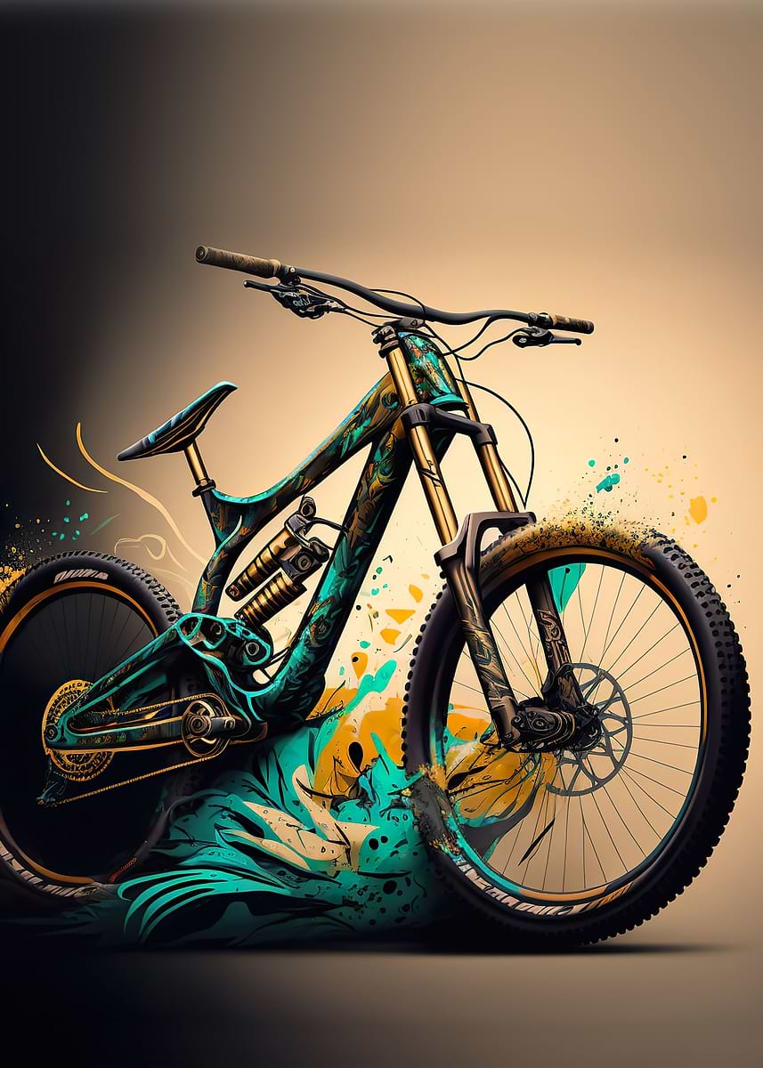 'Downhill Mountainbike mtb' Poster, picture, metal print, paint by ...