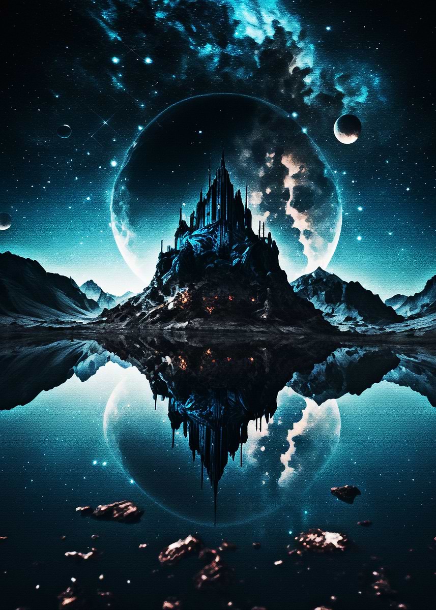 'Magical temple with starry' Poster, picture, metal print, paint by Muh Asdar | Displate