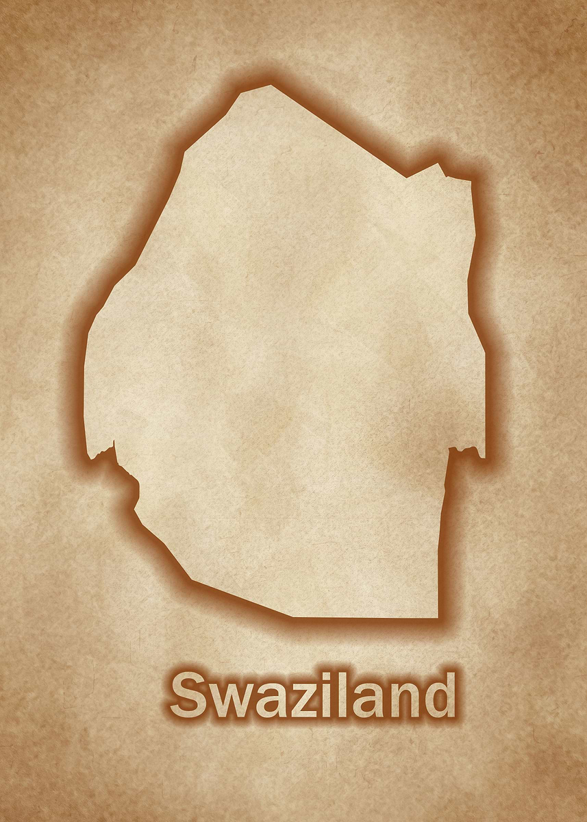 'Swaziland vintage map glow' Poster, picture, metal print, paint by The ...