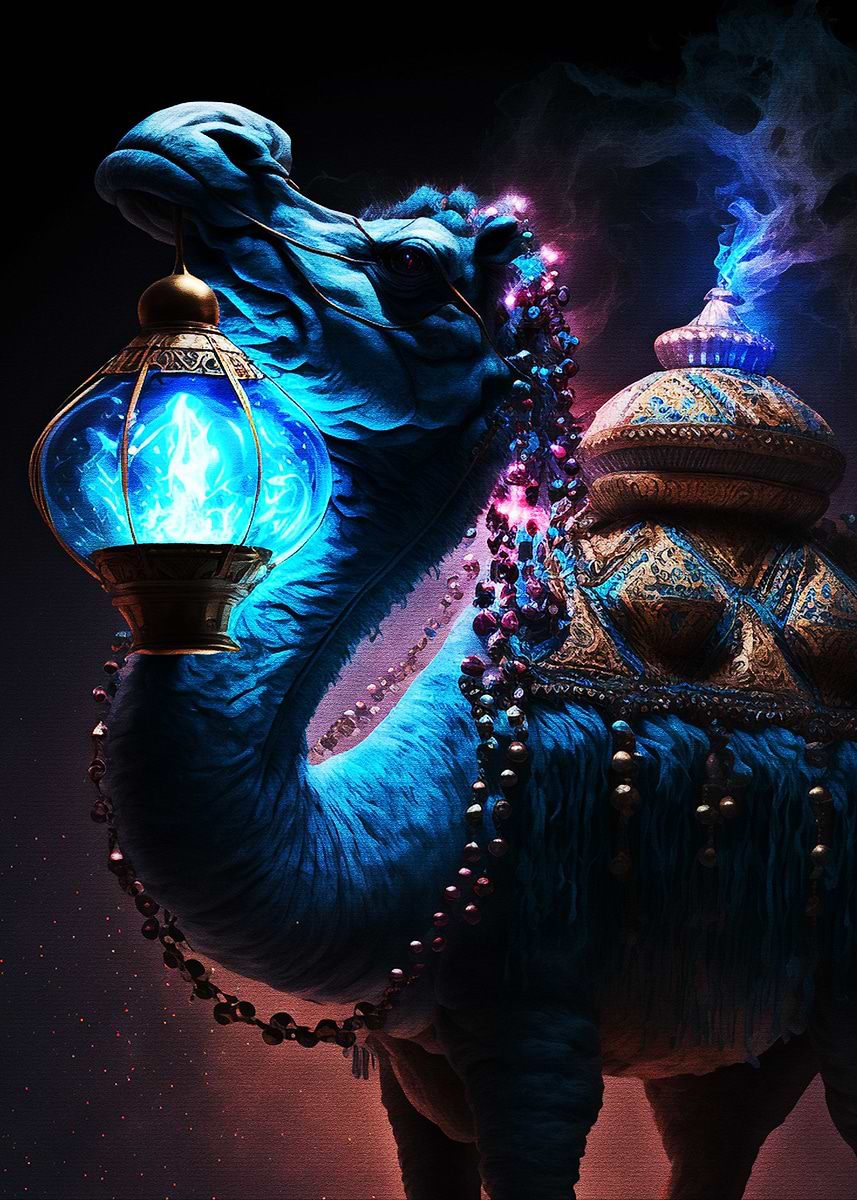 'Blue camel' Poster, picture, metal print, paint by Muh Asdar | Displate
