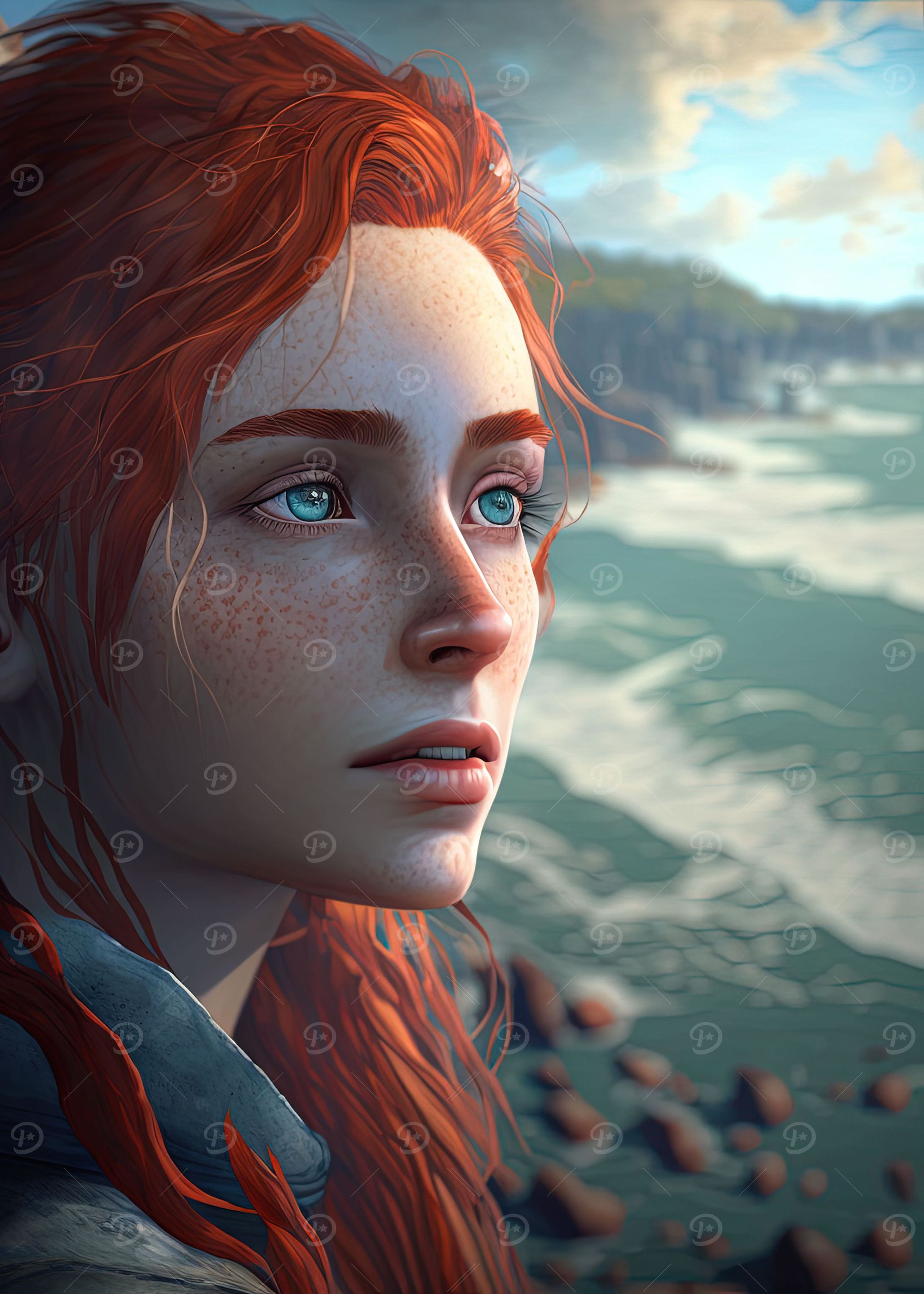 'Staring Into The Ocean' Poster, picture, metal print, paint by Ryan ...