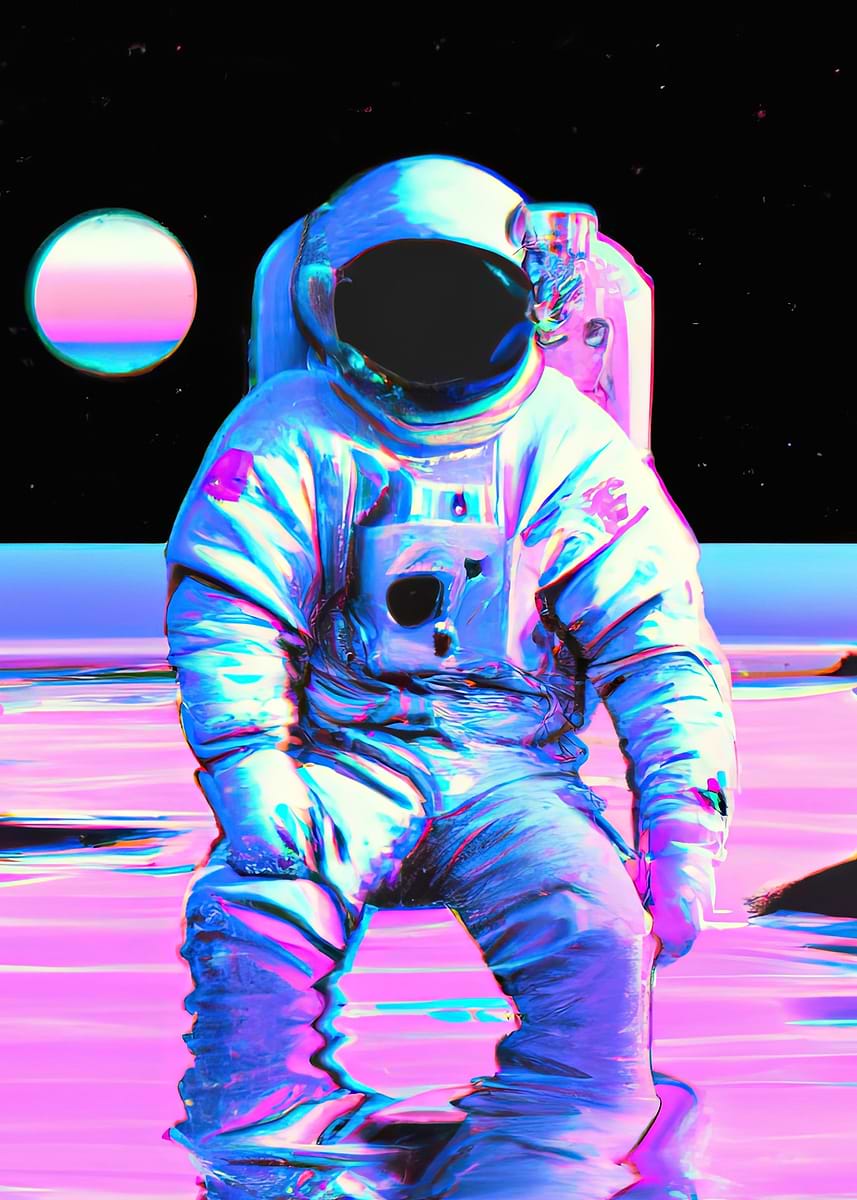'Astronaut in a Lunar Ocean' Poster, picture, metal print, paint by ...