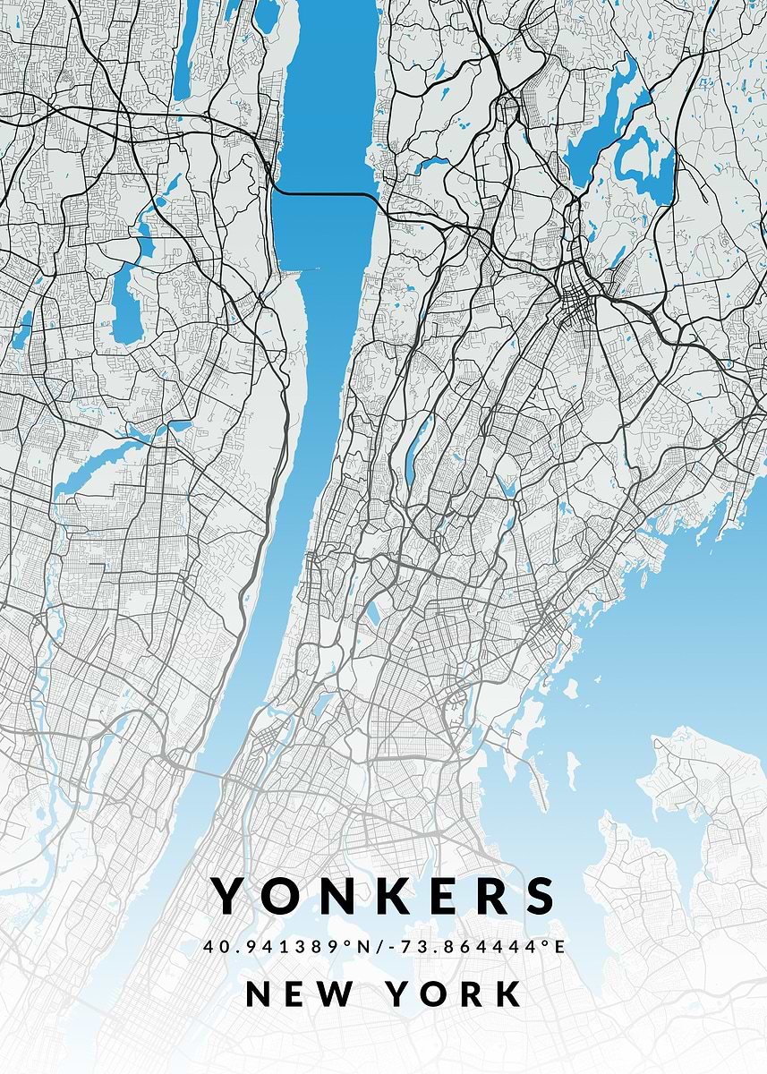 'Yonkers City Map' Poster, picture, metal print, paint by NoLapan ...