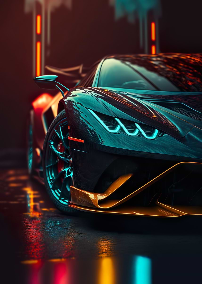 'Turquoise Supercar' Poster, picture, metal print, paint by royalsigns ...