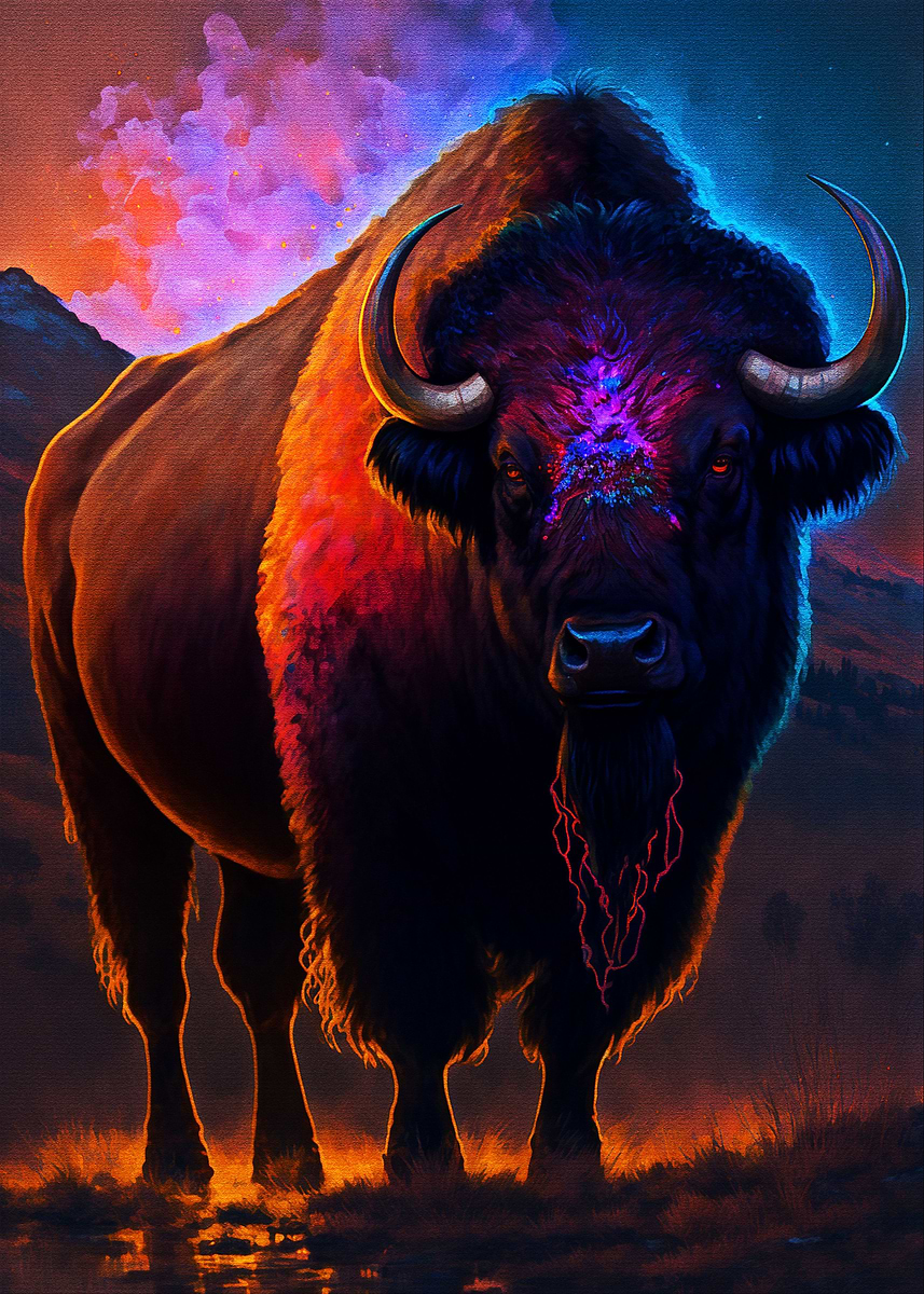 'Colorful Bison' Poster, picture, metal print, paint by Muh Asdar ...