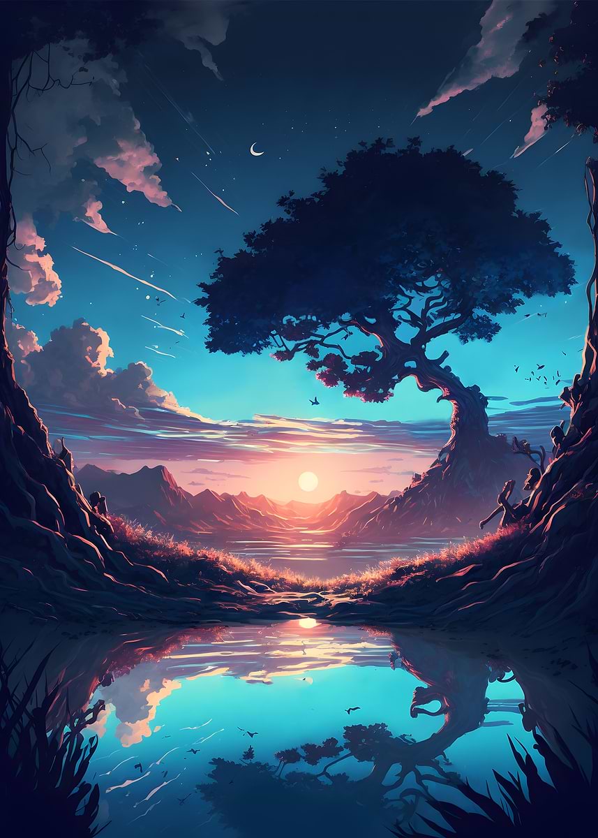 'Magical sunset' Poster, picture, metal print, paint by Ann Havbo ...