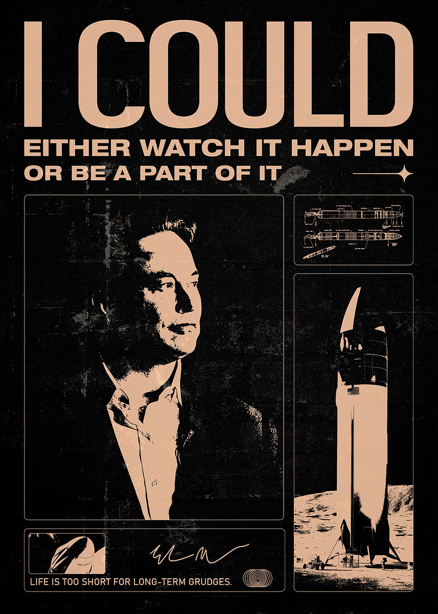 'Elon Musk Quotes' Poster, picture, metal print, paint by Plus x | Displate