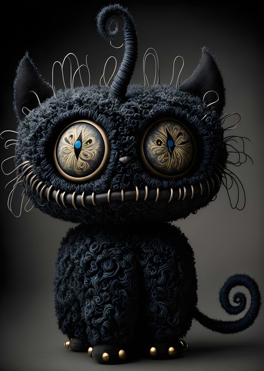 'Cat Toy' Poster, picture, metal print, paint by Black Eyed | Displate
