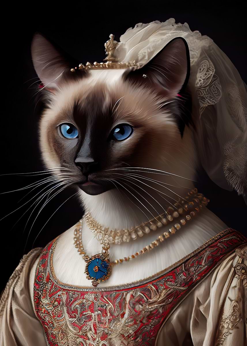 'Balinese Queen Bobtail Cat' Poster, picture, metal print, paint by ...