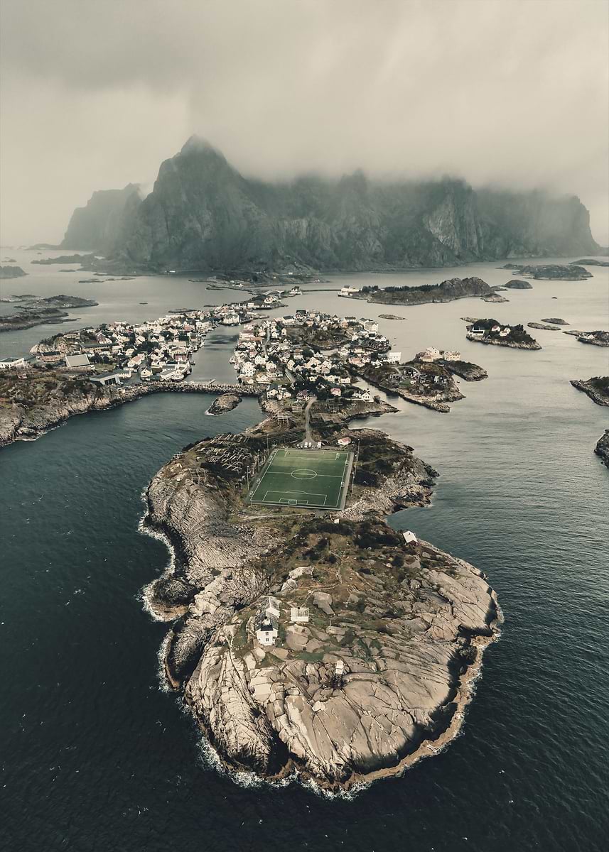 'Football Pitch on Islands' Poster, picture, metal print, paint by ec ...