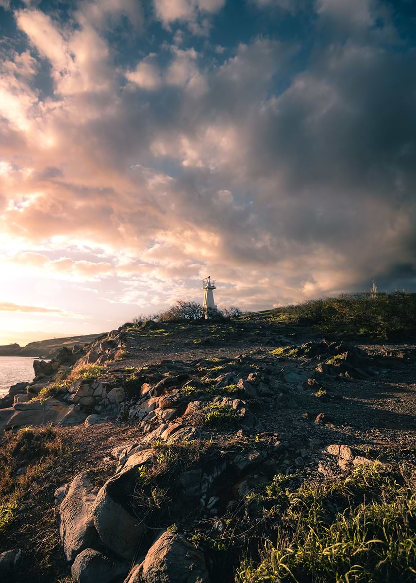 'Lighthouse Sunset' Poster, picture, metal print, paint by Lucas Moore ...