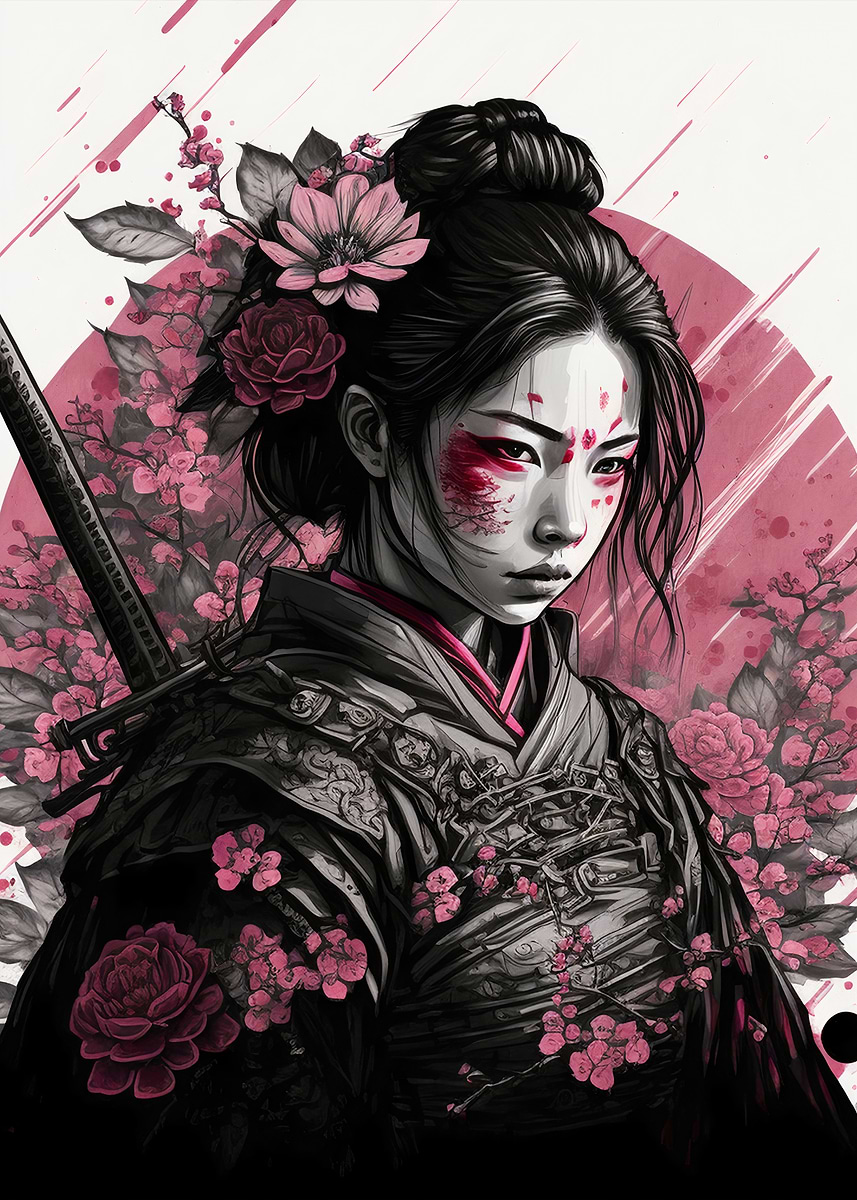 'Geisha Samurai' Poster, picture, metal print, paint by Graphic ...