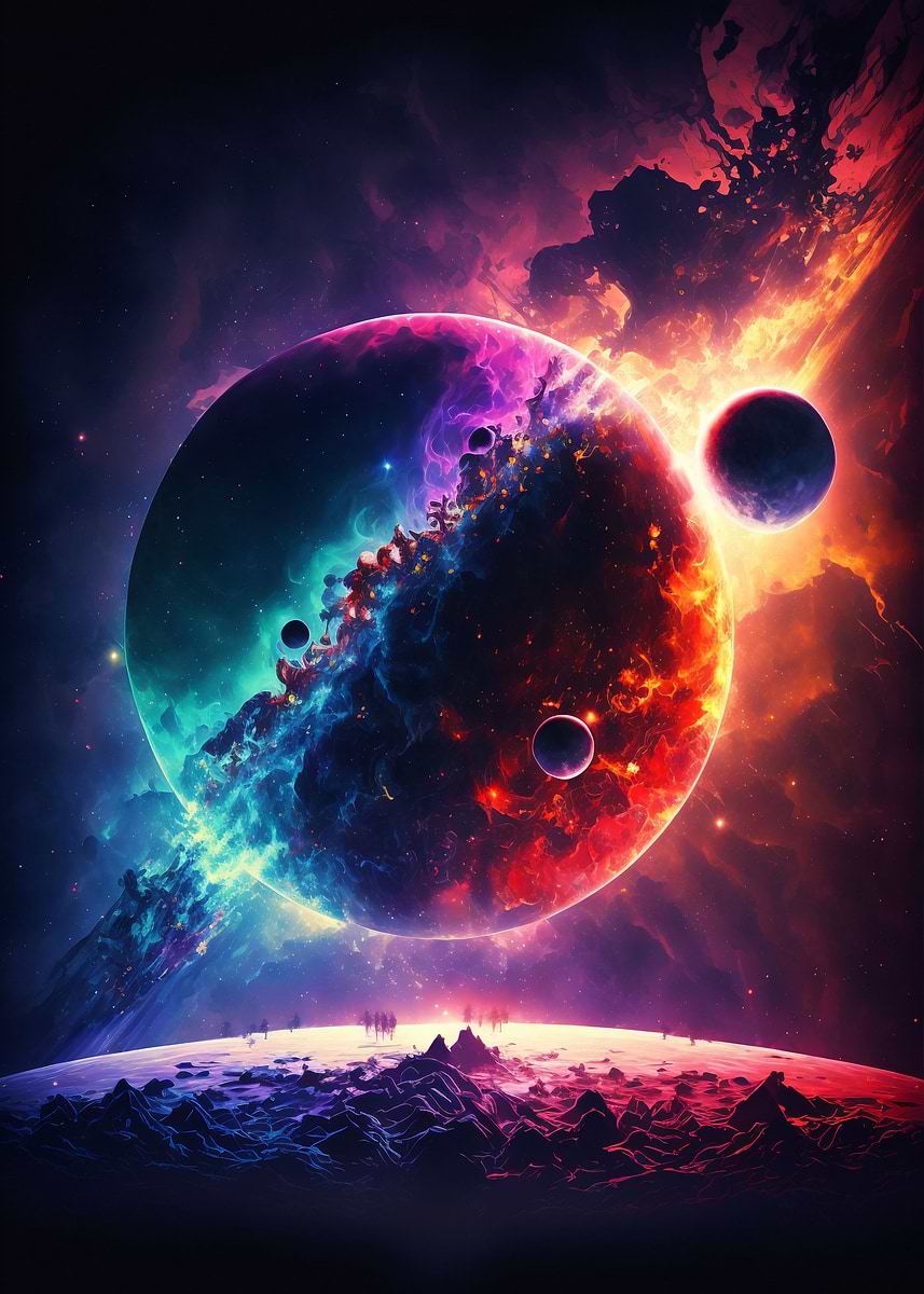 'Collapsion of Planets 7' Poster, picture, metal print, paint by ...