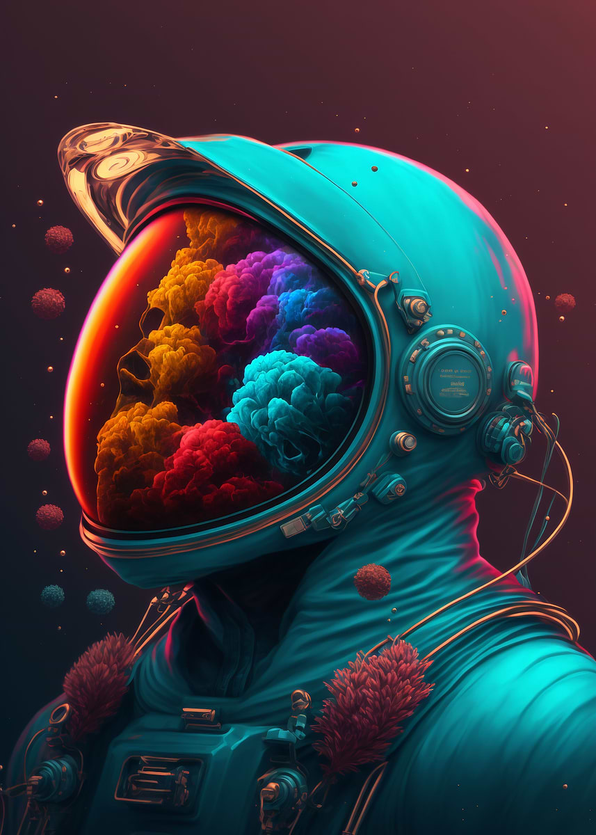 'Floral Astronaut' Poster, picture, metal print, paint by Cybronauts ...