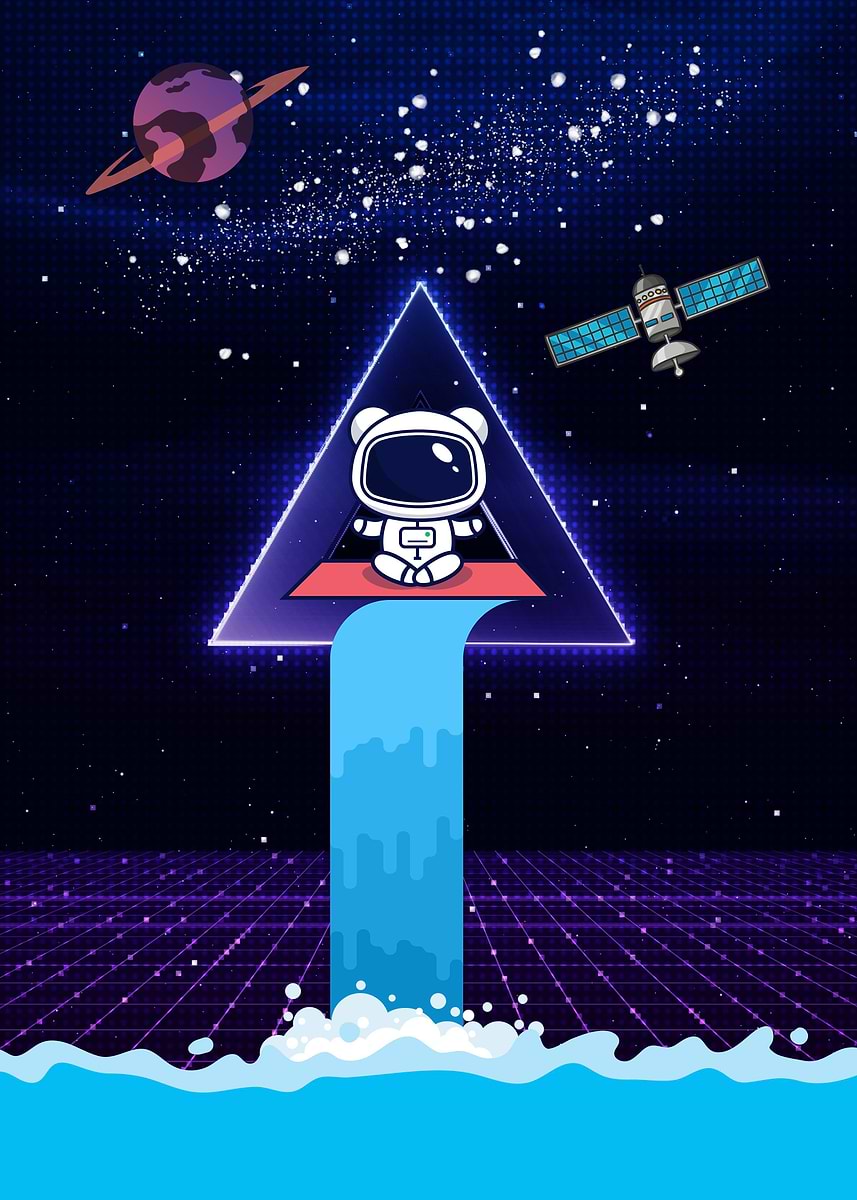 'Astronaut Yoga 80s' Poster, picture, metal print, paint by noer thoif ...
