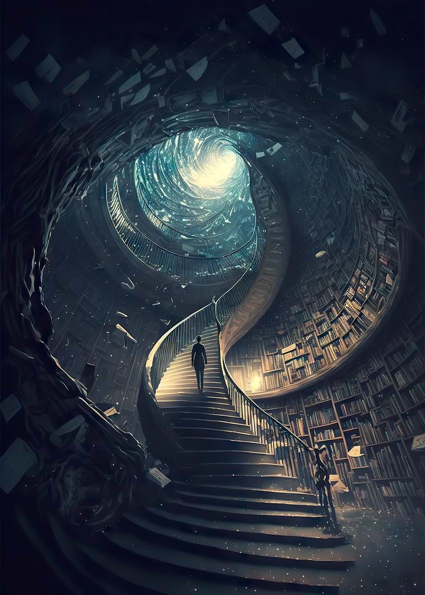 ' infinite library' Poster, picture, metal print, paint by Stephen ...