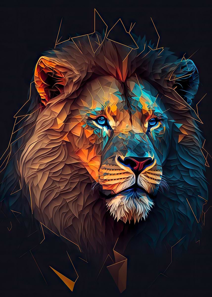 'abstract lion portrait' Poster, picture, metal print, paint by Stephen ...
