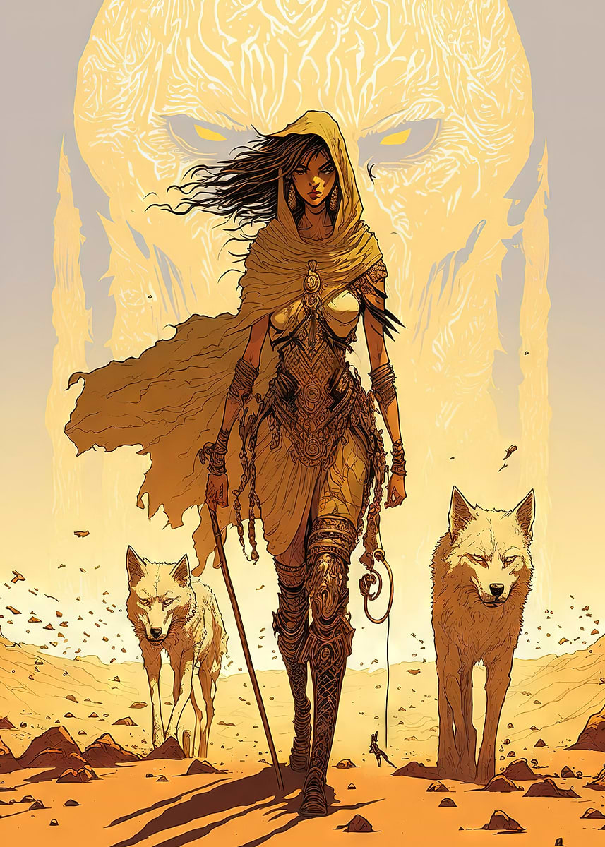 'a beautiful huntress girl' Poster, picture, metal print, paint by ...