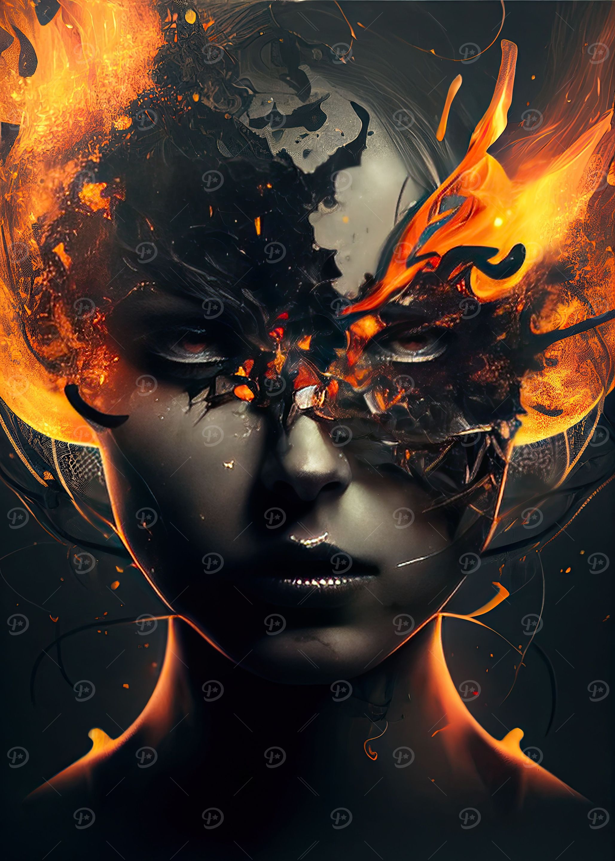 'Woman on fire' Poster, picture, metal print, paint by LaBeautEtMoi On ...