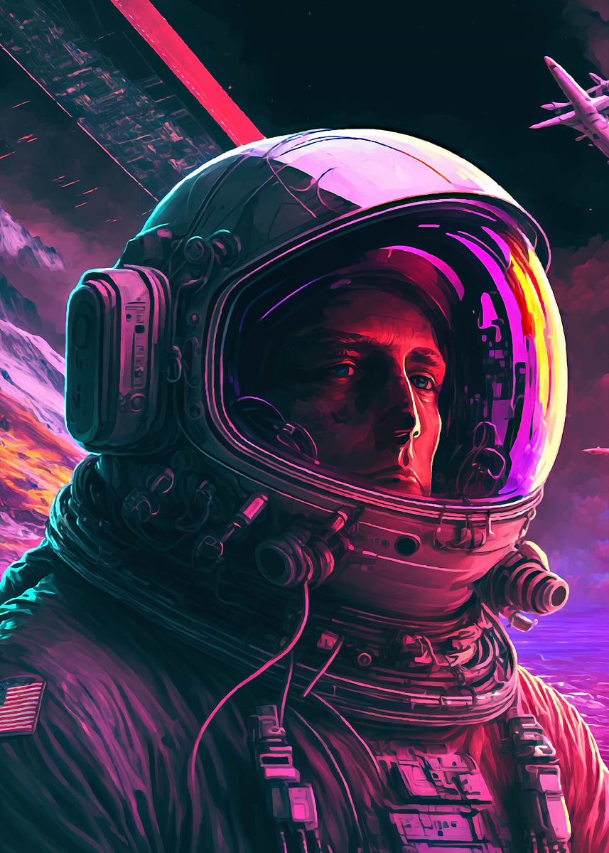 'Astronaut synth wave' Poster, picture, metal print, paint by Mounier ...