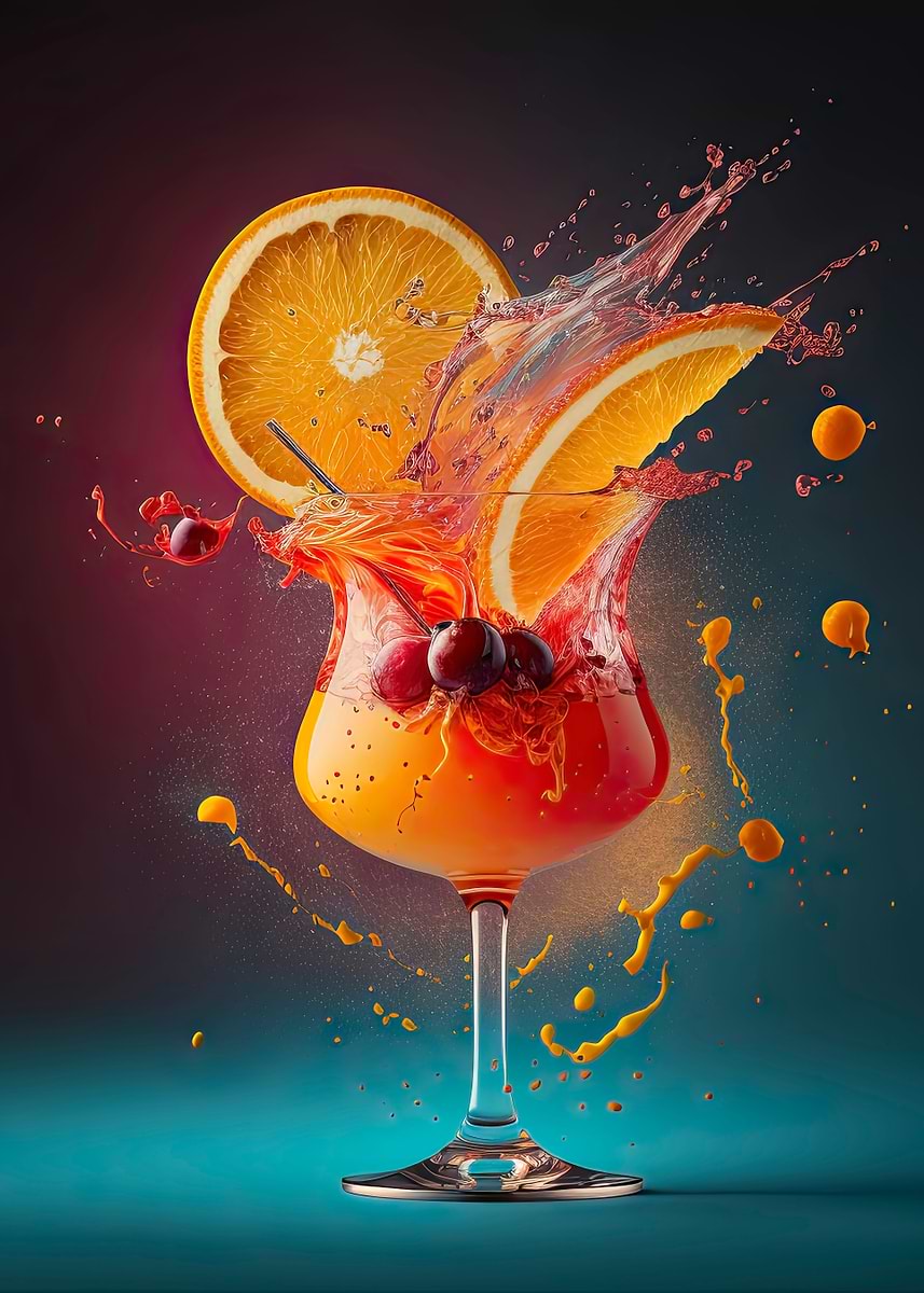 'Orange Cranberry Cocktail' Poster, picture, metal print, paint by ...