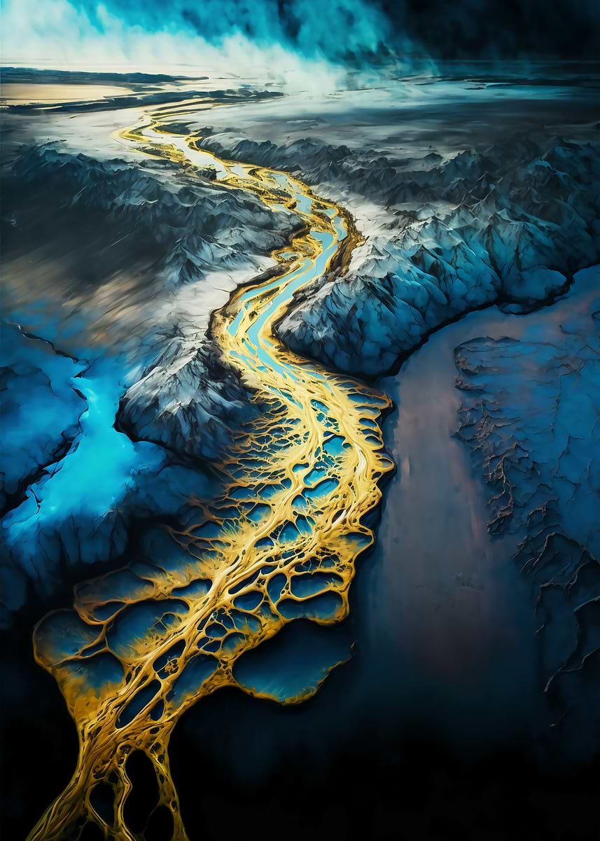 'Golden River' Poster, picture, metal print, paint by Mr Relative ...