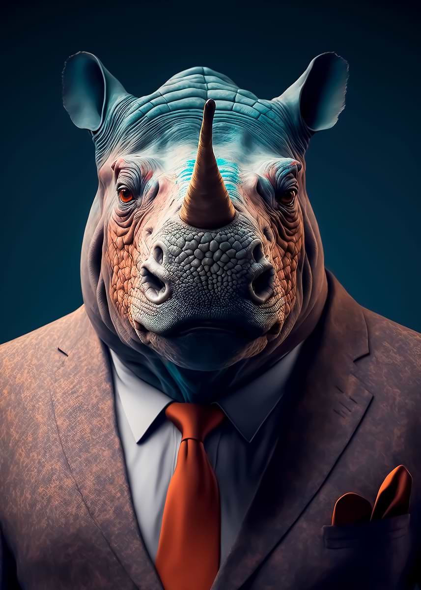 'Rhino' Poster, picture, metal print, paint by James Garcia | Displate