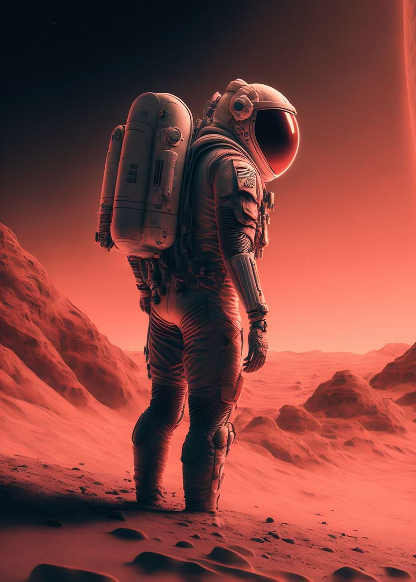 'Astronaut stranded on Mars' Poster, picture, metal print, paint by ...