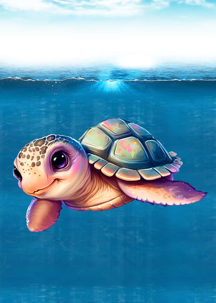 'Cute turtle 3' Poster, picture, metal print, paint by Juliana RW ...