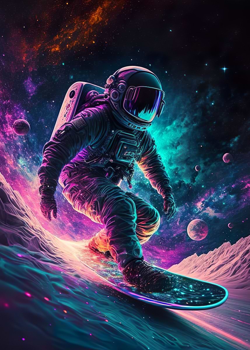 'Space Surfer' Poster, picture, metal print, paint by TESSERACT ART ...