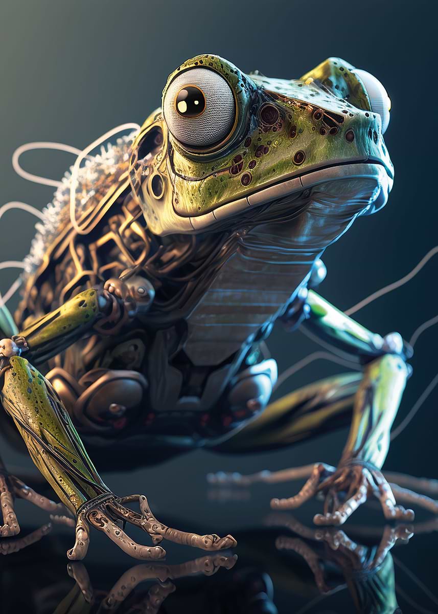 'A cyborg frog' Poster, picture, metal print, paint by AellyanArt ...