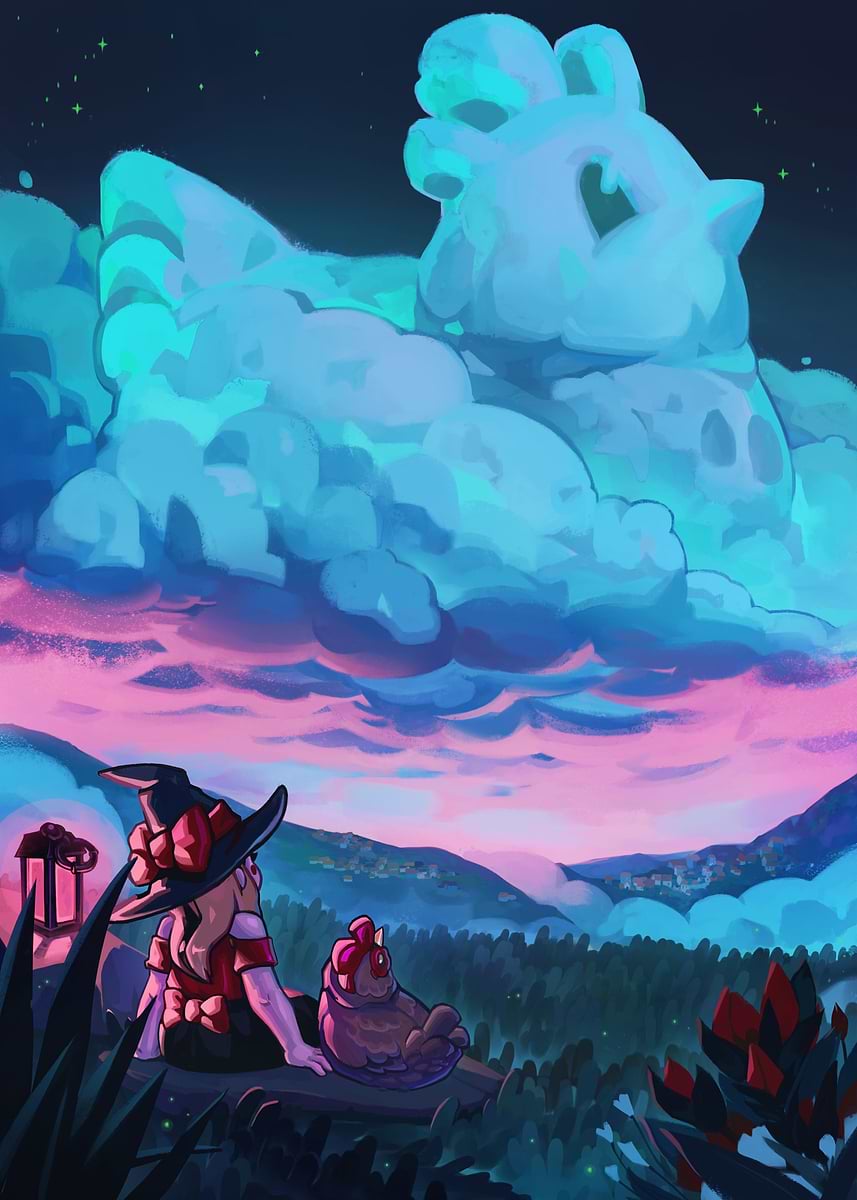 'Night Cloud' Poster, picture, metal print, paint by Ourka | Displate
